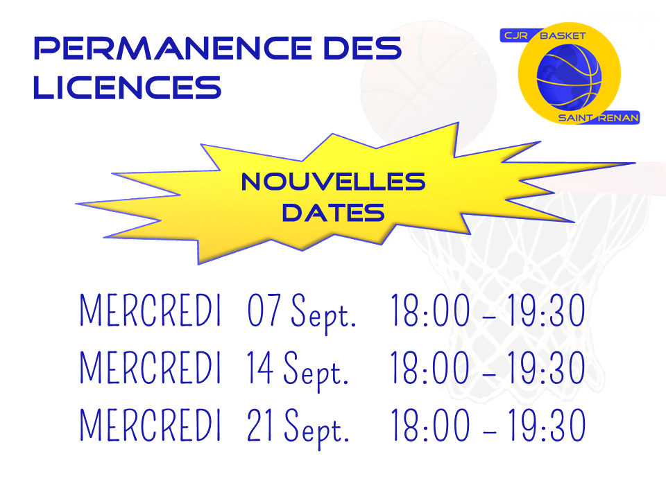 Permamences des Licences - 2022/2023 | CLUB DES JEUNES RENANAIS - CJR Permamences des Licences - 2022/2023 | CLUB DES JEUNES RENANAIS - CJR